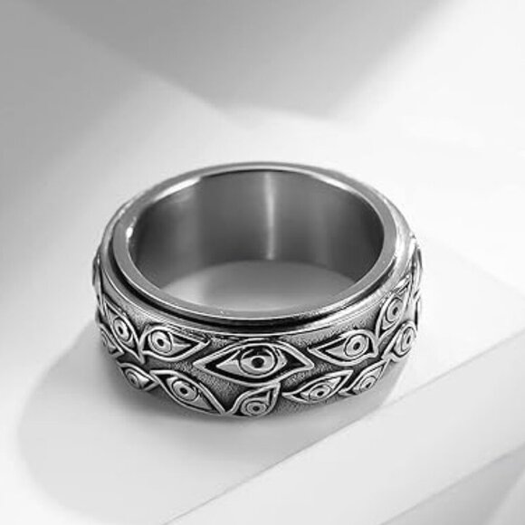 Accessories | Men Stainless Steel Eye Of God Rotating Band Ring ...